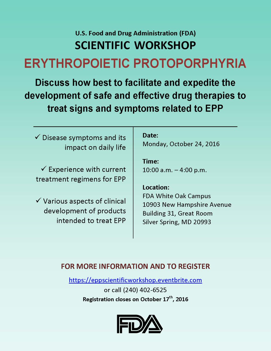 Scientific workshop on Erythropoietic Protoporphyria (EPP) on 10/24 ...