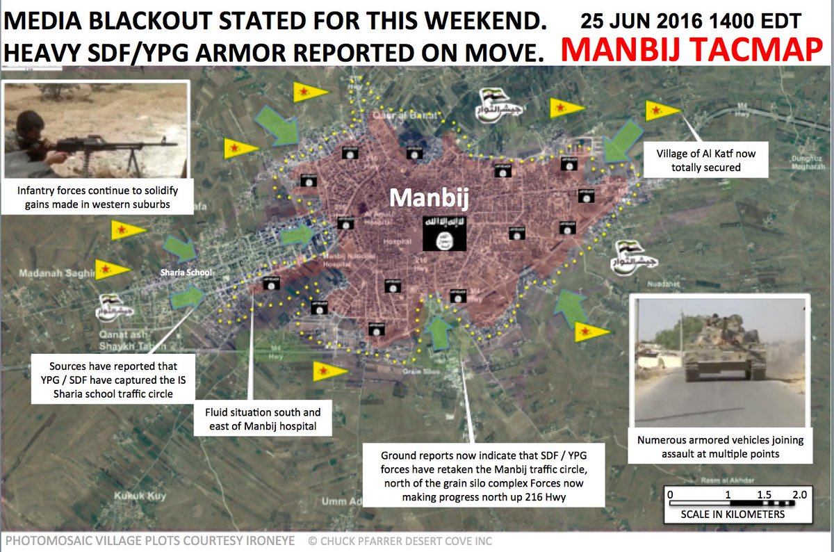 Manbij battle map 25 June 2016 by Chuck Pfarrer : r/syriancivilwar