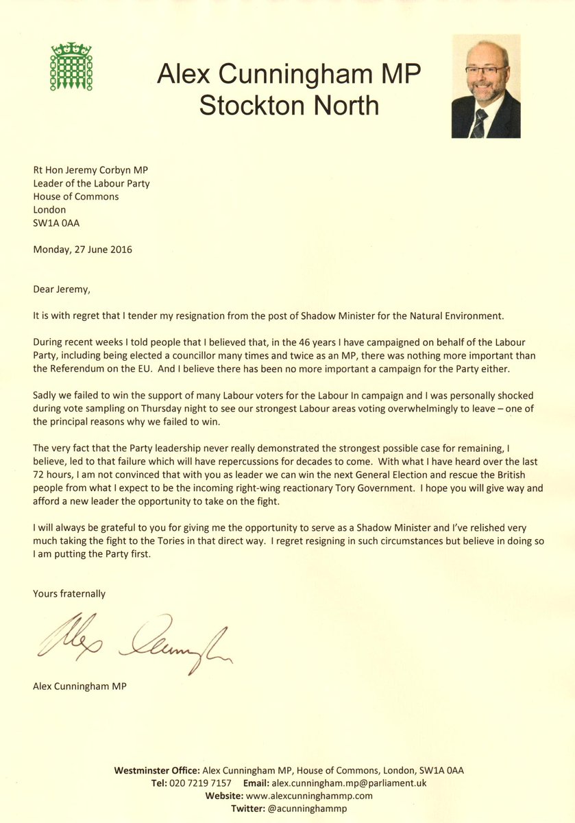 Stockton North MP Alex Cunningham resigns from the Labour shadow team ...