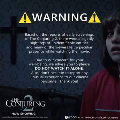 The Conjuring Poster Warning