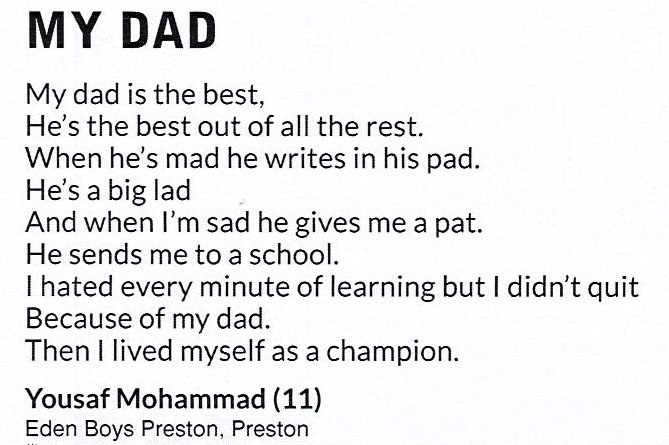 Poem My Dad Is Amazing