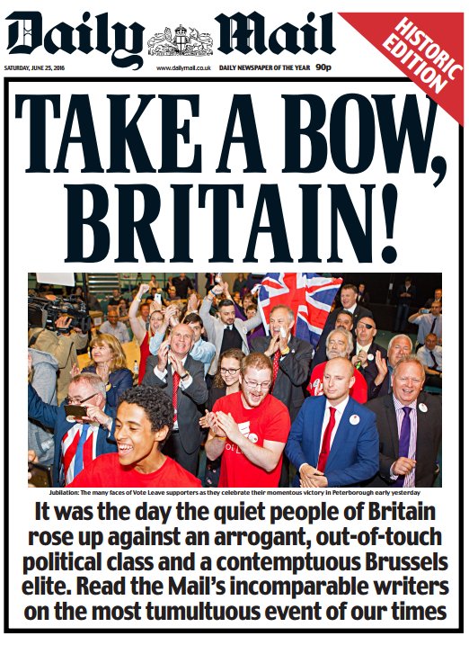 DAILY MAIL FRONT PAGE: 'Take a bow, Britain' skypapers | Sky News ...