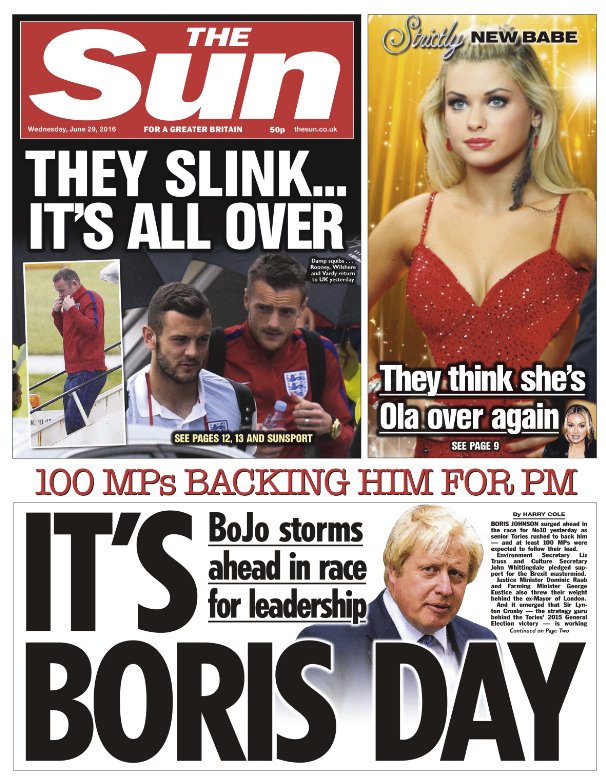 THE SUN FRONT PAGE: "It's Boris day" skypapers | Sky News | Scoopnest