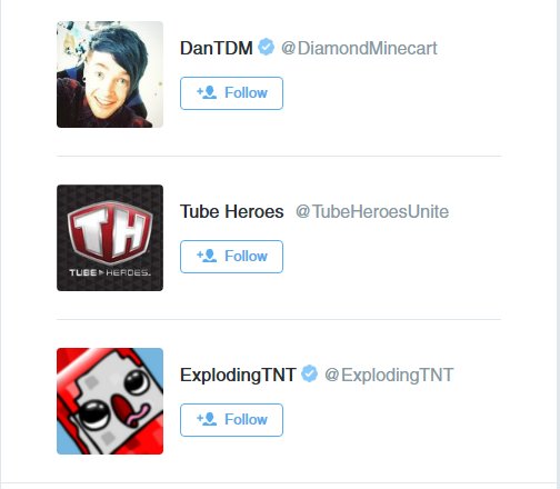Red Falco on Twitter: "Also what should I follow, @DiamondMinecart, @ExplodingTNT or ...