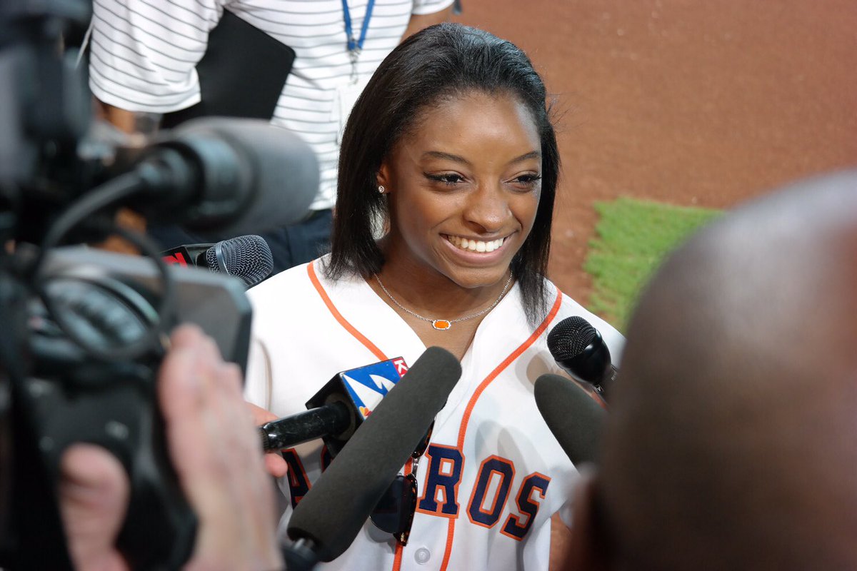 .@Simone_Biles meets with the media before throwing out today's first ...