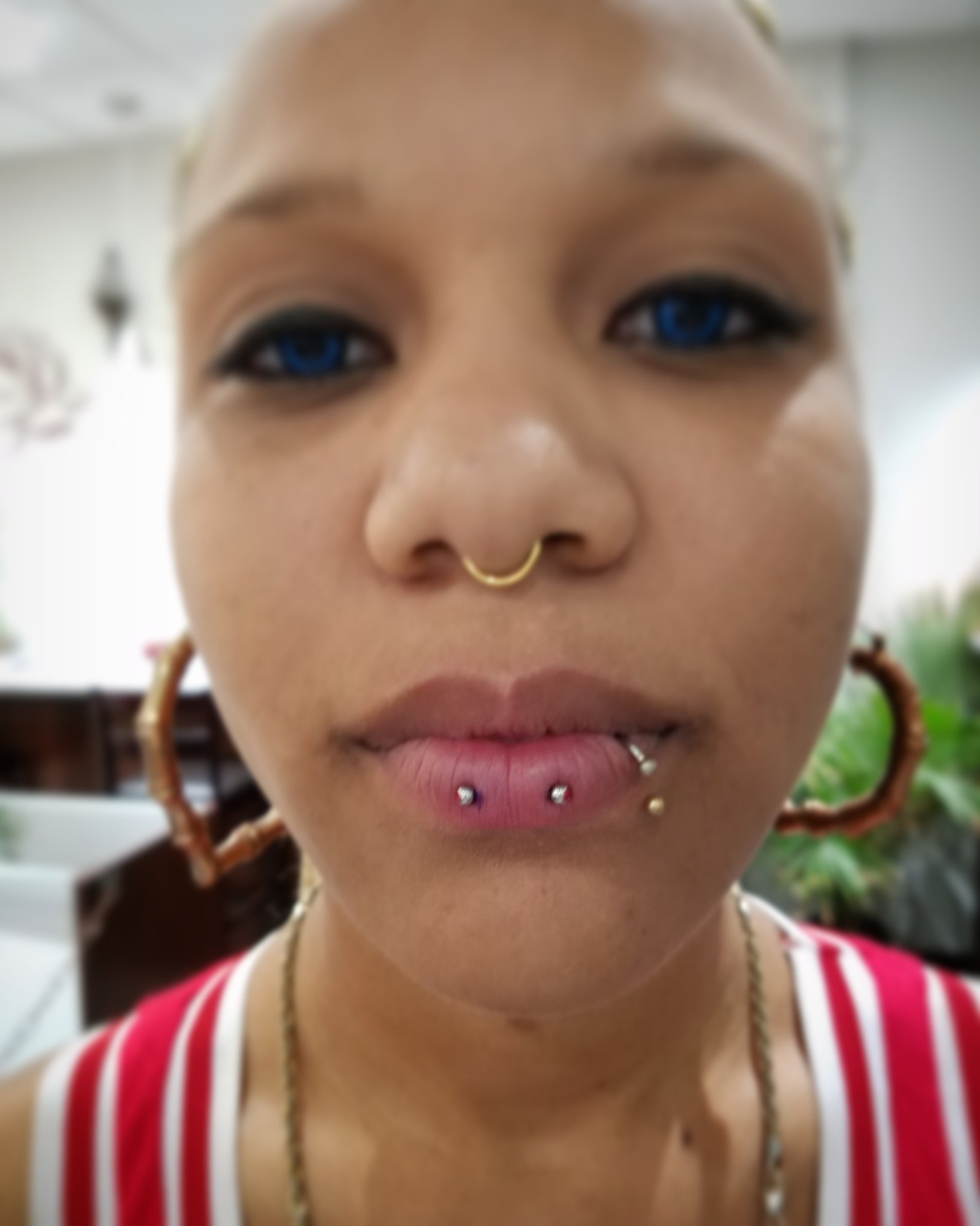 Horizontal Lip Piercing