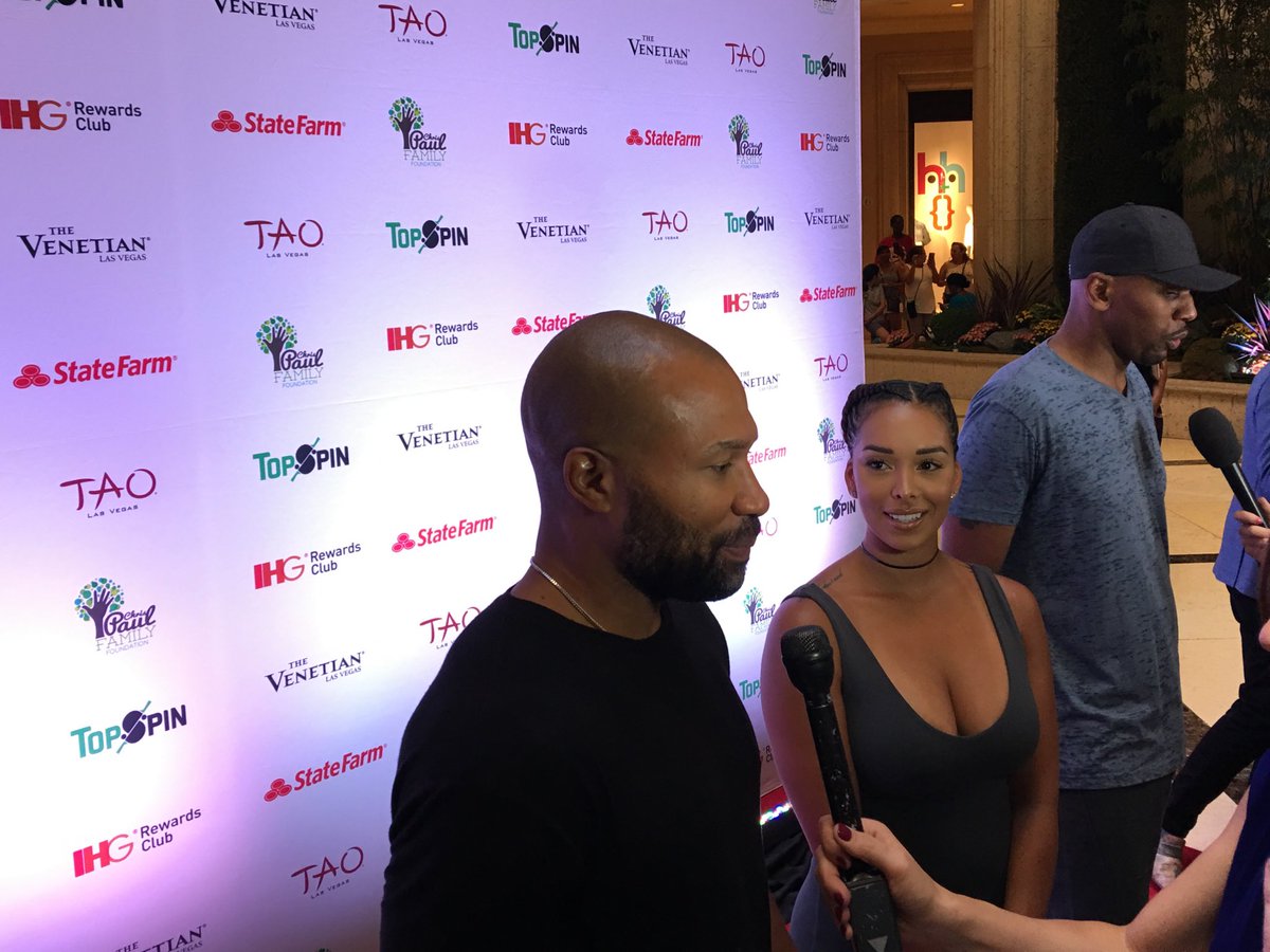 Derek Fisher and Gloria Govan at Chris Paul's TopSpin Charity event in ...