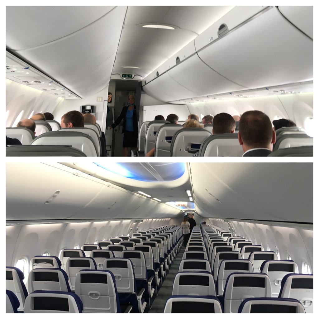 Dueling passenger cabins: 5-abreast Bombardier CSeries & 6-abreast ...