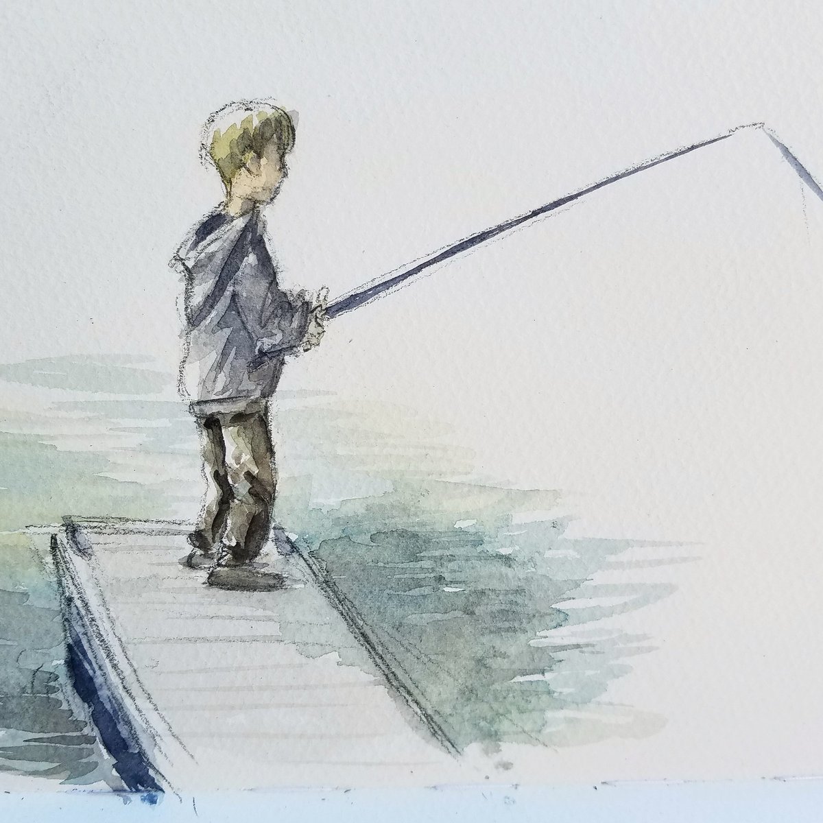 Boy Fishing Drawing