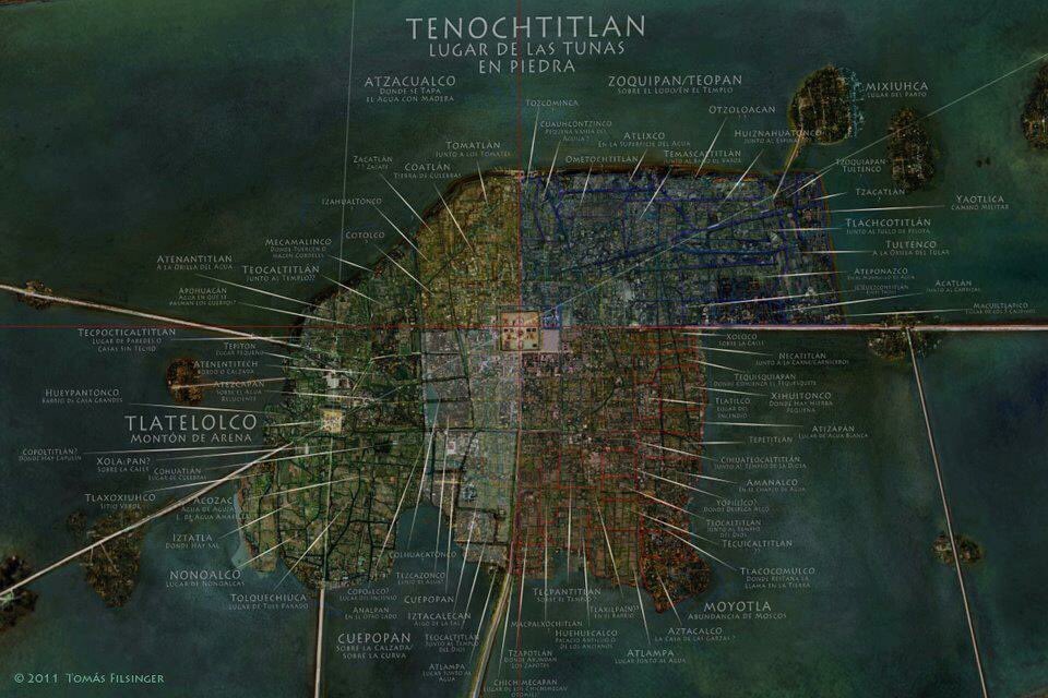 Mapa de Tenochtitlán, actual CDMX recreado a detalle con todos sus ...