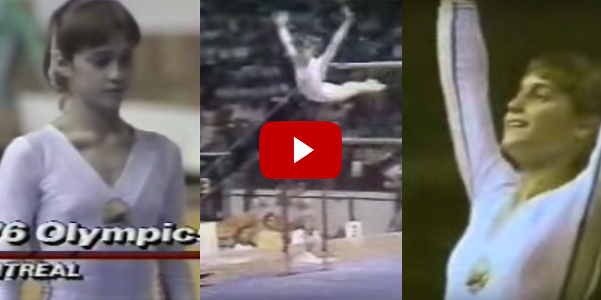 Watch Nadia Comăneci get the 1st perfect 10 in Olympic Gymnastics ...