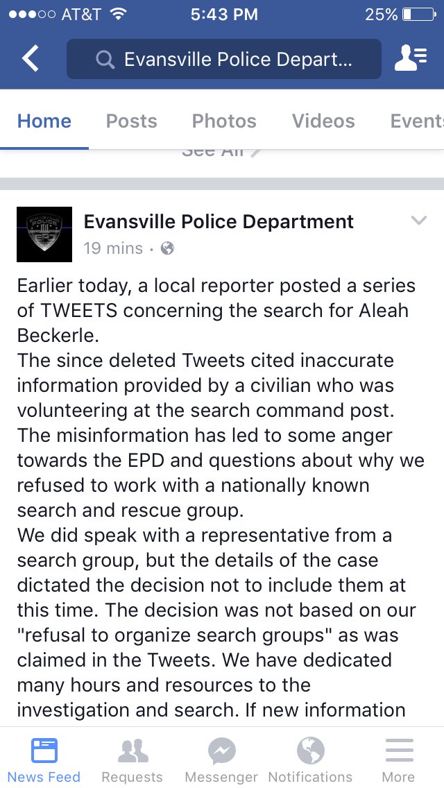 .EvansvillePD has released this about the Aleah Beckerle case and a ...