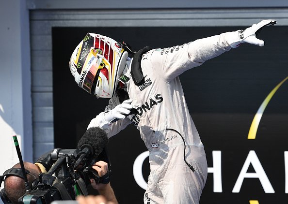 Dabbing has gone international. lewis hamilton celebrates after the ...