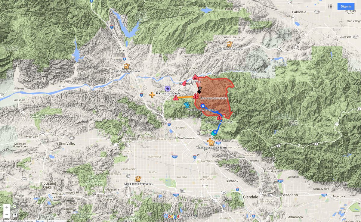 Here's a look at the SandFire burning near Santa Clarita, Angeles ...