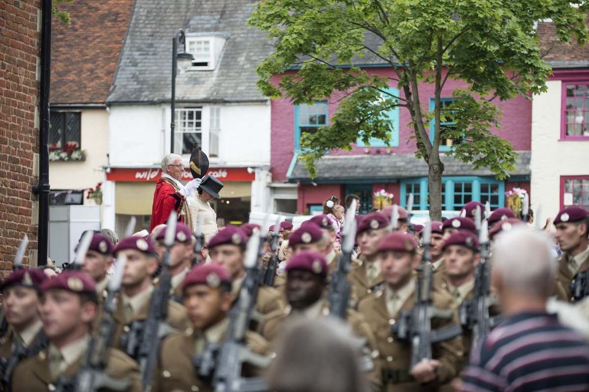 23 Parachute Engineer Regiment parade through Woodbridge with bayonets ...