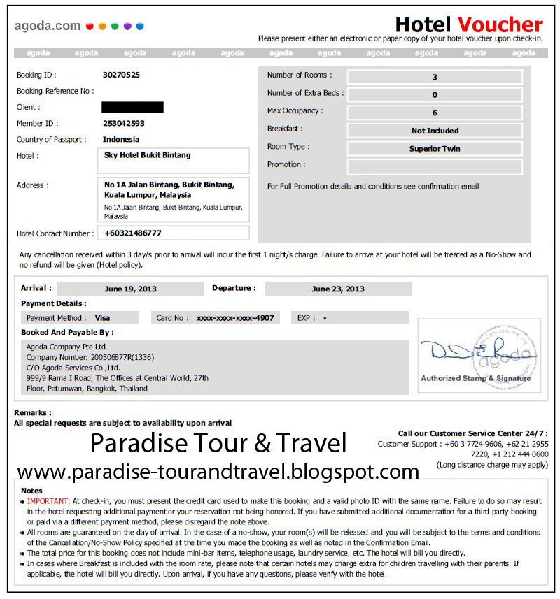 Hotel Voucher Sample