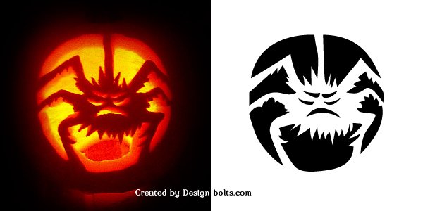 Demon Pumpkin Carving Stencil