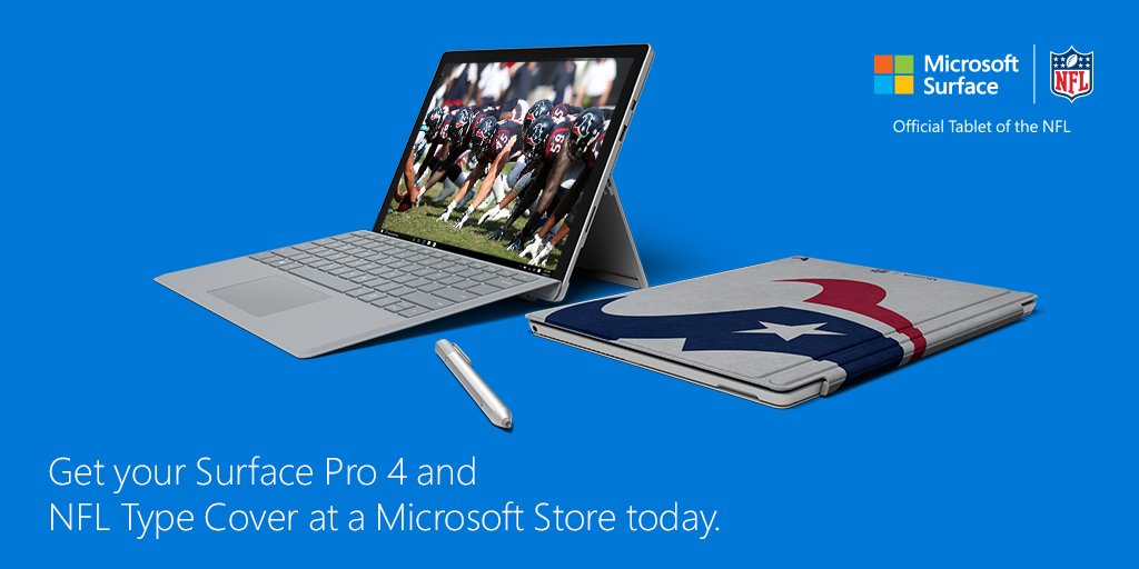 Buy a Surface Pro 4 and any NFL Type Cover and receive 15% off NFL Game ...
