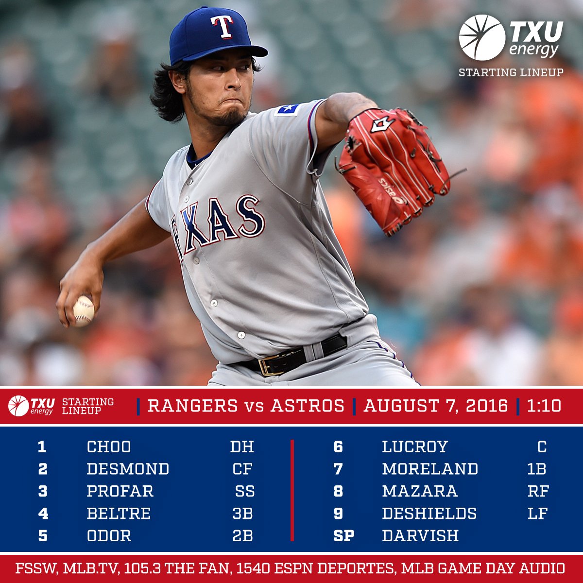 ALWCT 8/7: Rangers @ Astros...1:10 p.m. CST.....Silver Boot Champion ...