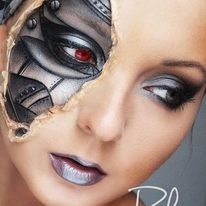 Half Robot Face Makeup
