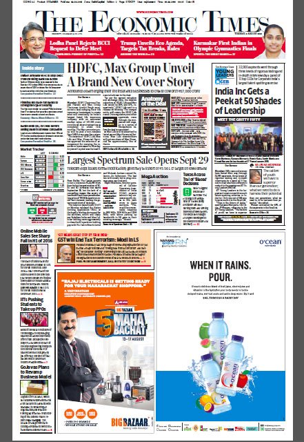 Today's front page of The Economic Times.. For more news, visit ...
