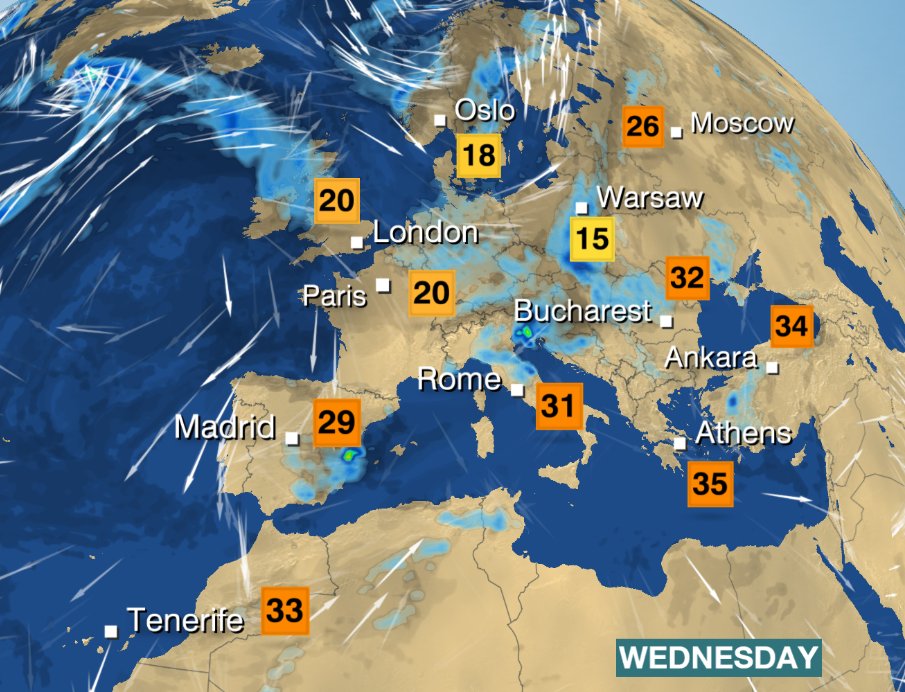 EUROPE: heavy rain & hail poss in E Europe whilst strong winds & rough ...
