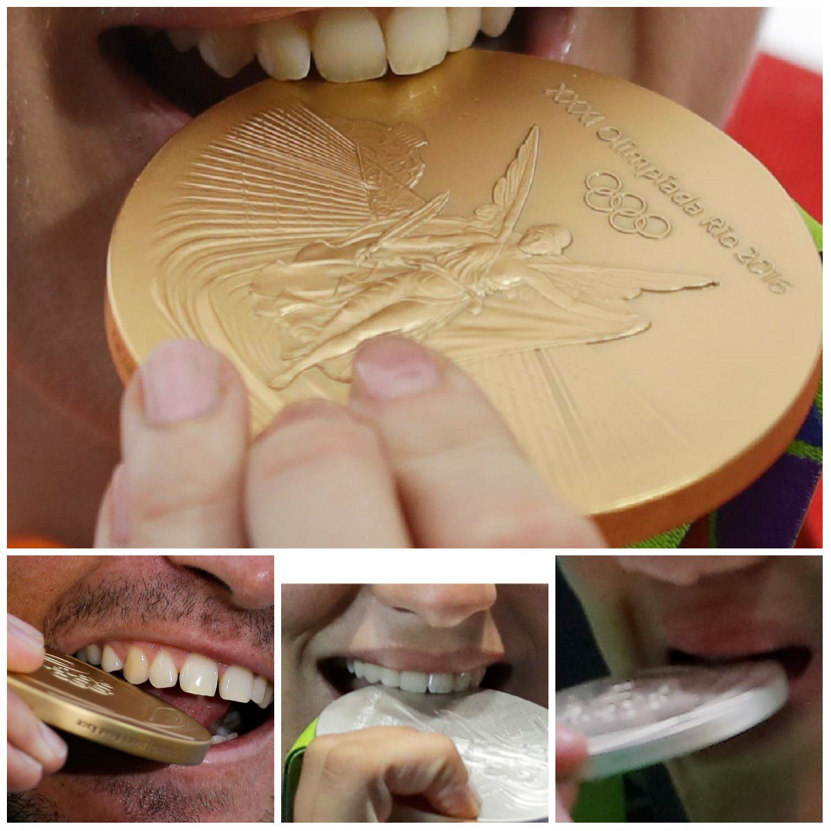 Olympic champions bite medals because it looks cool Olympics ...