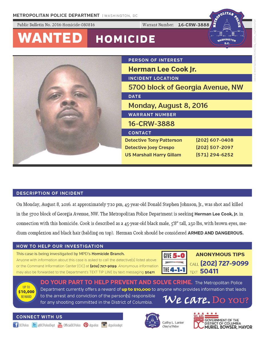 Suspect Sought: 45 yr old Herman Cook Jr., 5'8", 250 lbs, brwn eyes ...