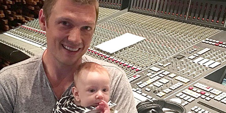 Baby’s first ballad! Nick Carter takes son Odin to a recording studio ...