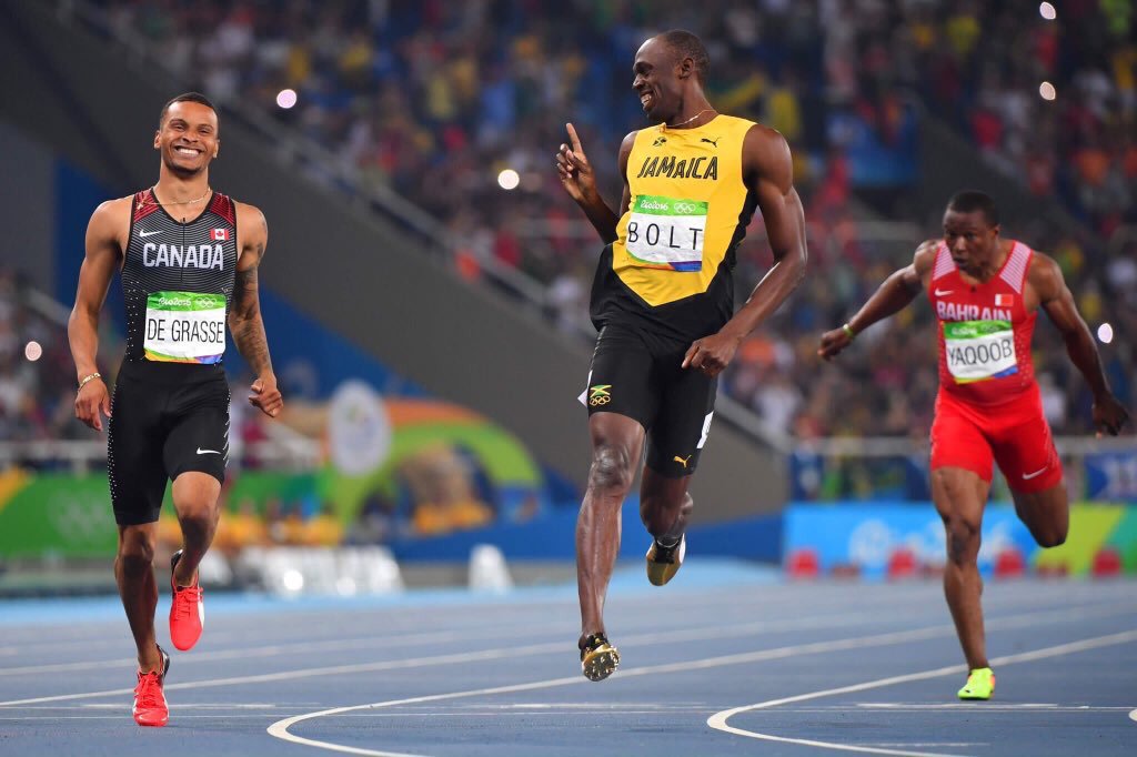 Usain Bolt Crossing The Finish Line