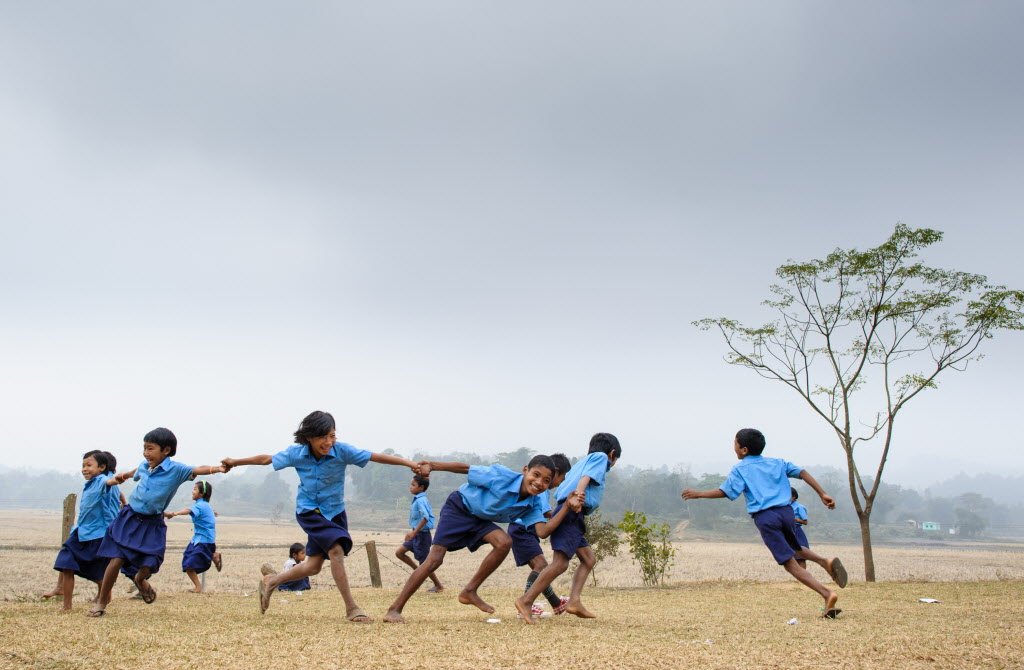 Indian Children Playing Outside