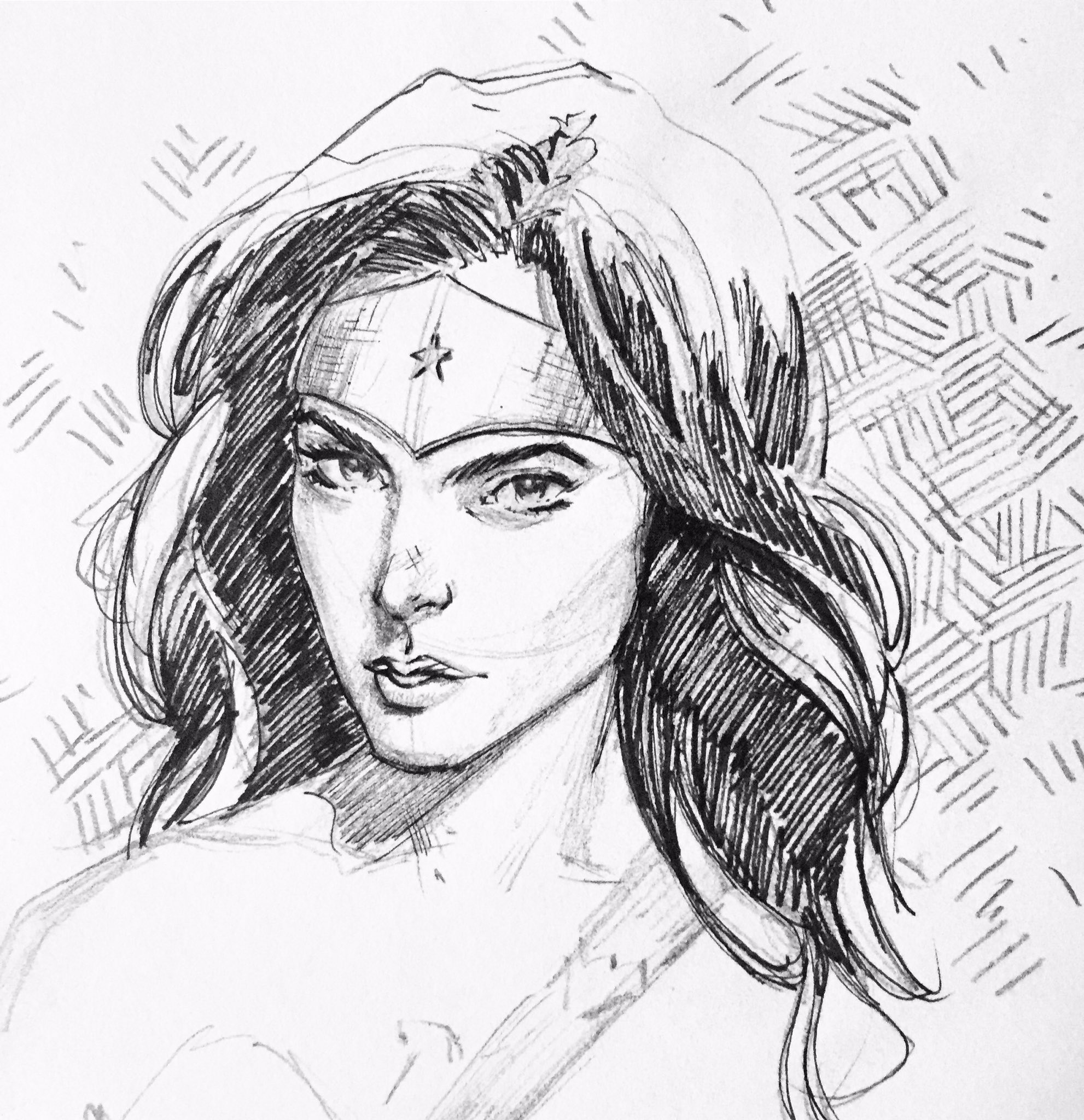 Wonder Woman Hair Drawing
