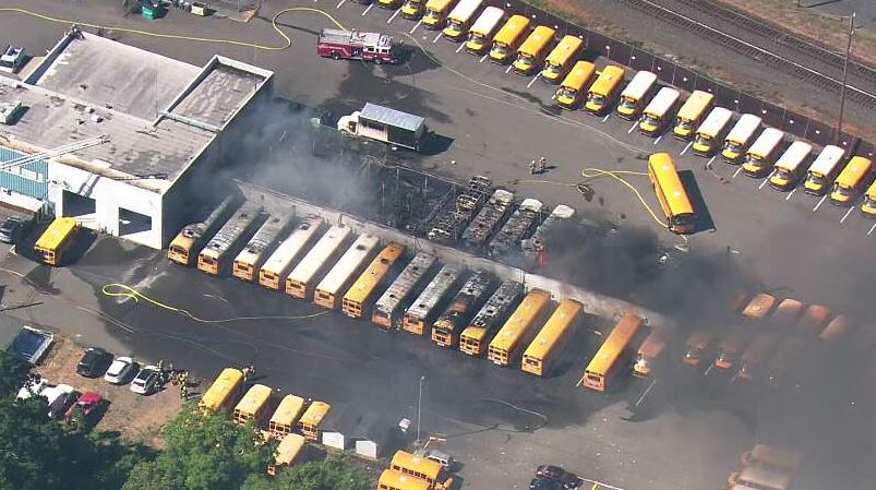 WATCH LIVE: School buses destroyed in massive fire at Puyallup bus barn ...