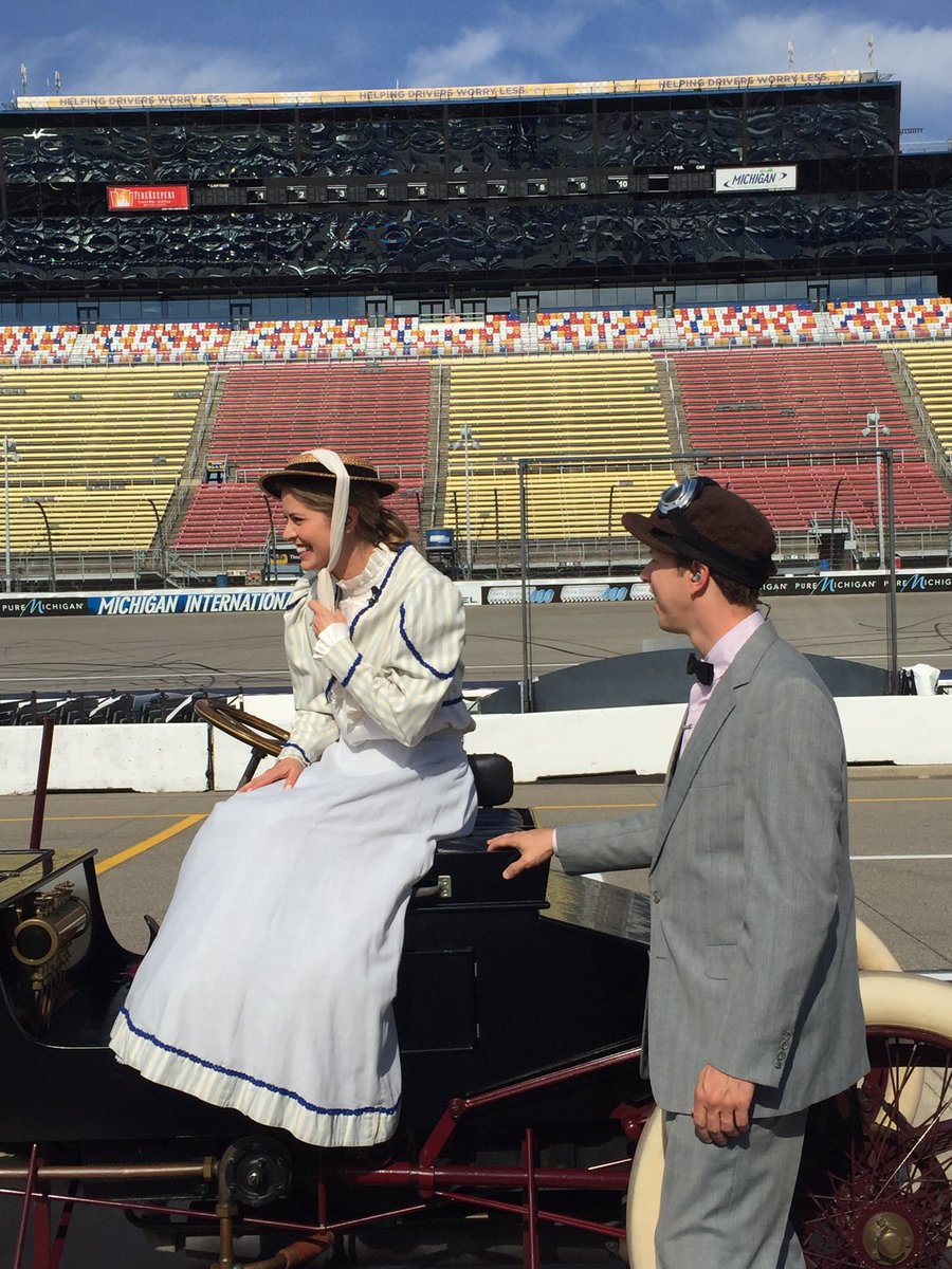 Brad Keselowski and Kelli Stavast rode around in a classic Ford at ...