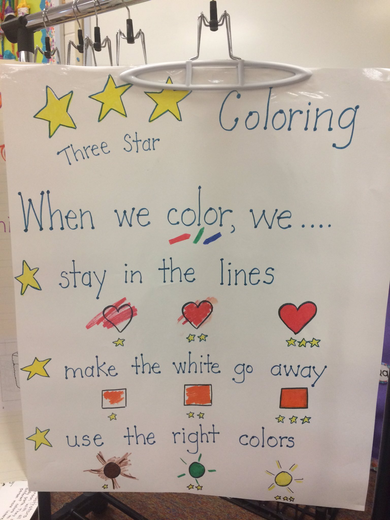 3 Star Coloring Anchor Chart Color By Code Worksheets Printable
