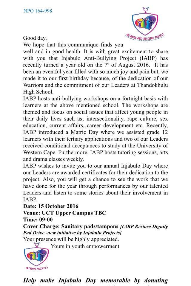INJABULO PROJECTS on Twitter: "Incase you were wondering what we are about. Read here👇🏿Help us ...