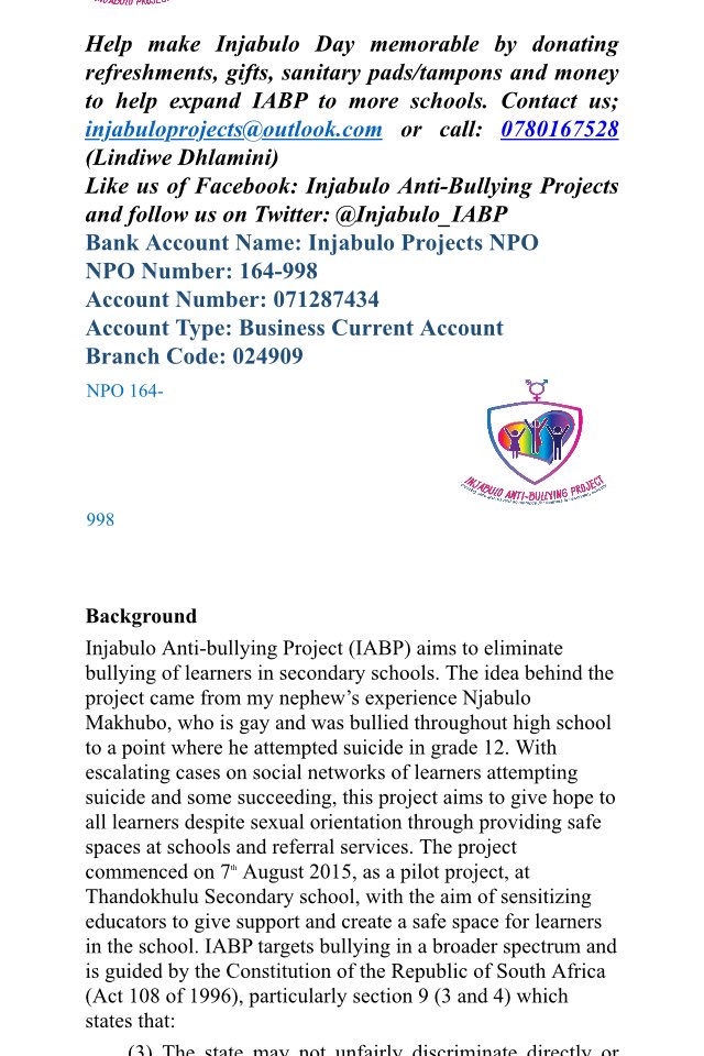 INJABULO PROJECTS on Twitter: "Incase you were wondering what we are about. Read here👇🏿Help us ...