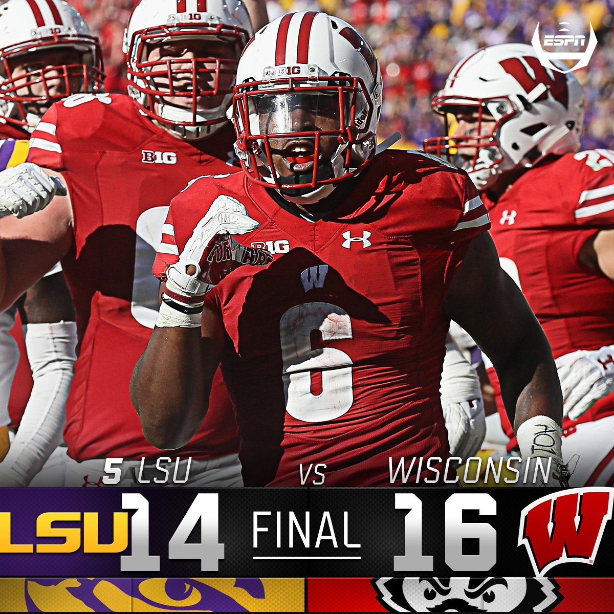 Wisconsin beats No. 5 LSU. The last time the Badgers beat a top-5 team ...
