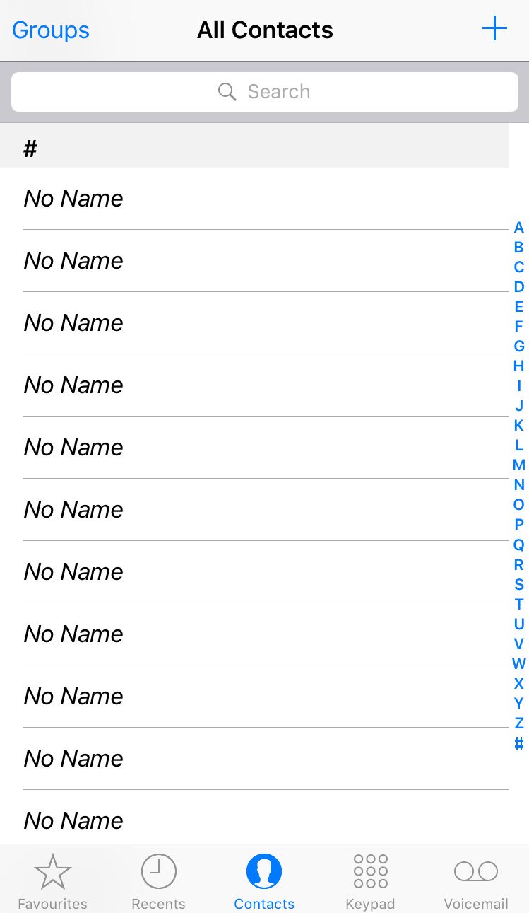 Blank Iphone Contacts List