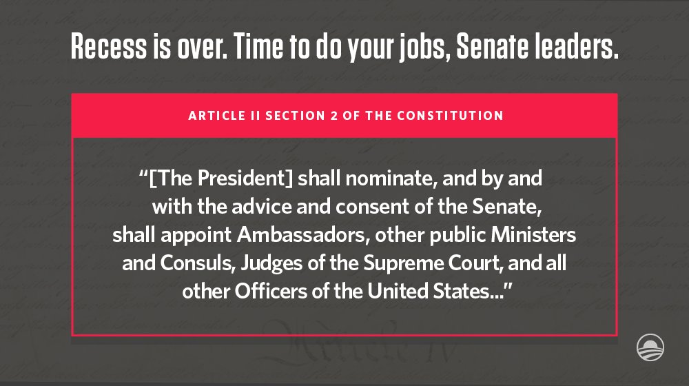 The process is clear. The Supreme Court and American people are waiting ...