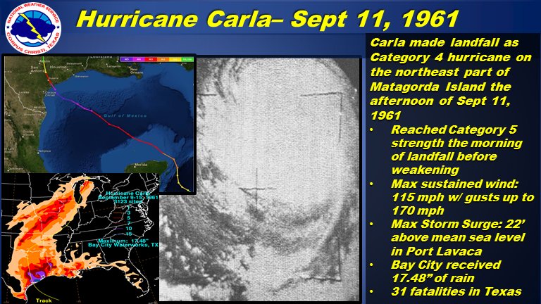 55 years ago yesterday, Hurricane Carla made landfall as the 2nd most ...