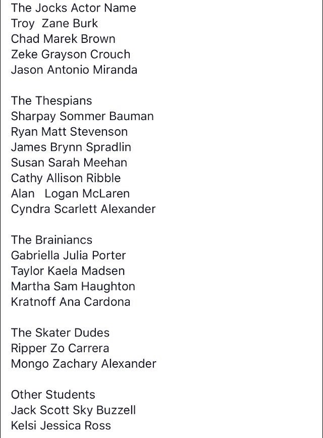 Hayfield Theatre on Twitter: "High School Musical cast list! 🏀🎤 https ...