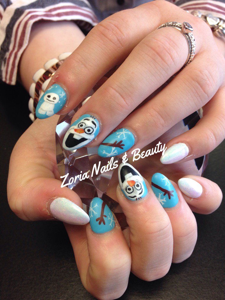 Frozen Olaf Nail Designs