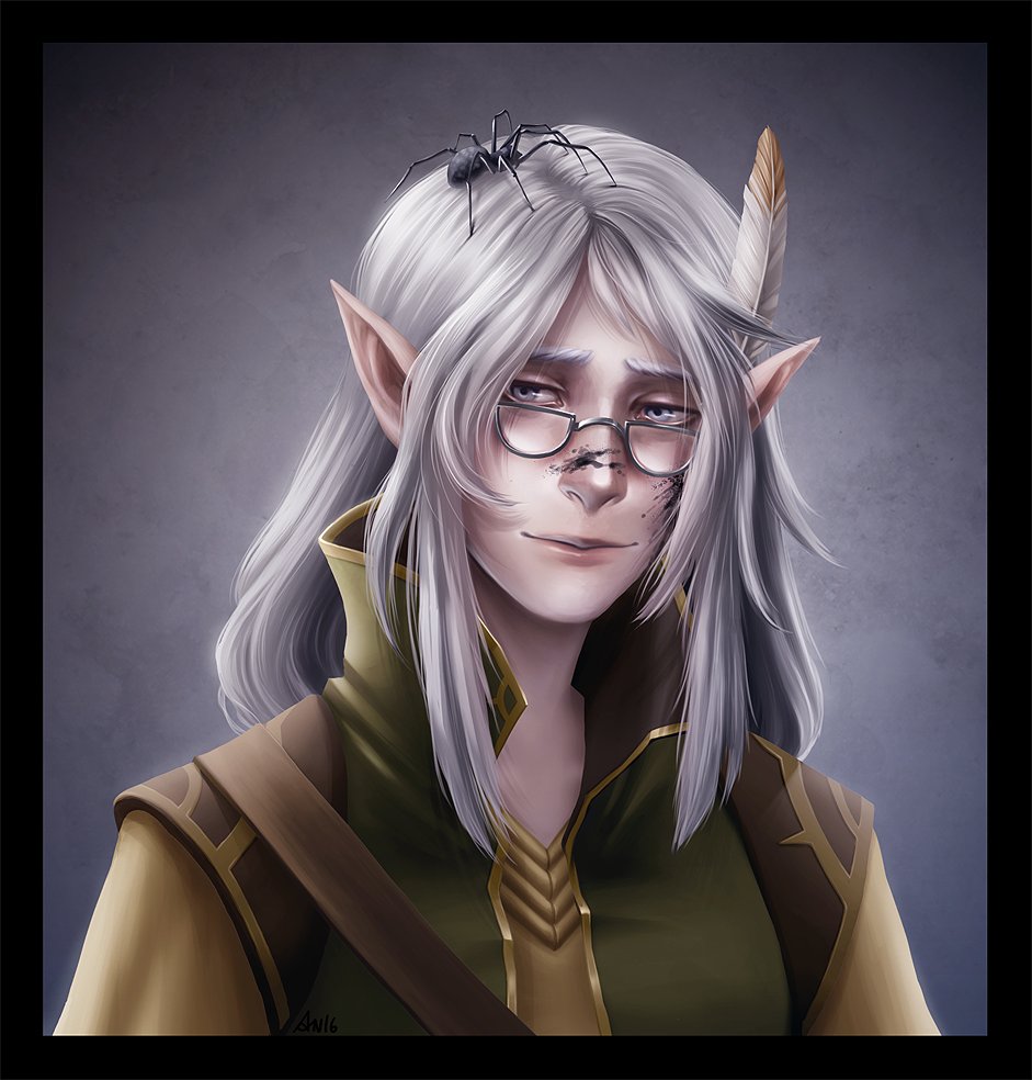 Eladrin Wizard Portrait Enchanting Male Elf Portrait In Green