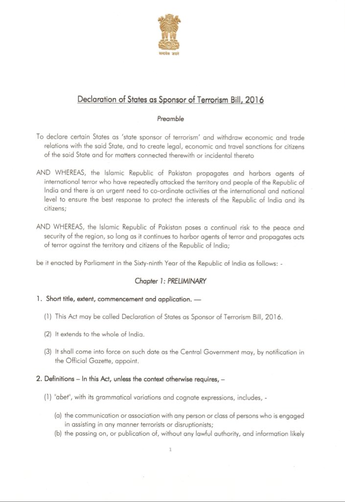 Rajya Sabha MP proposes to move bill seeking declaration of Pakistan as ...