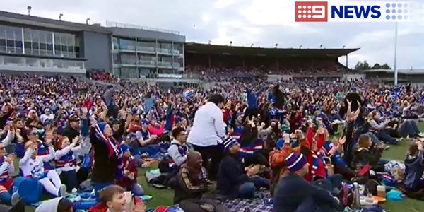 Whitten Oval is PACKED! Could the Dogs do it? They lead by eight as the ...