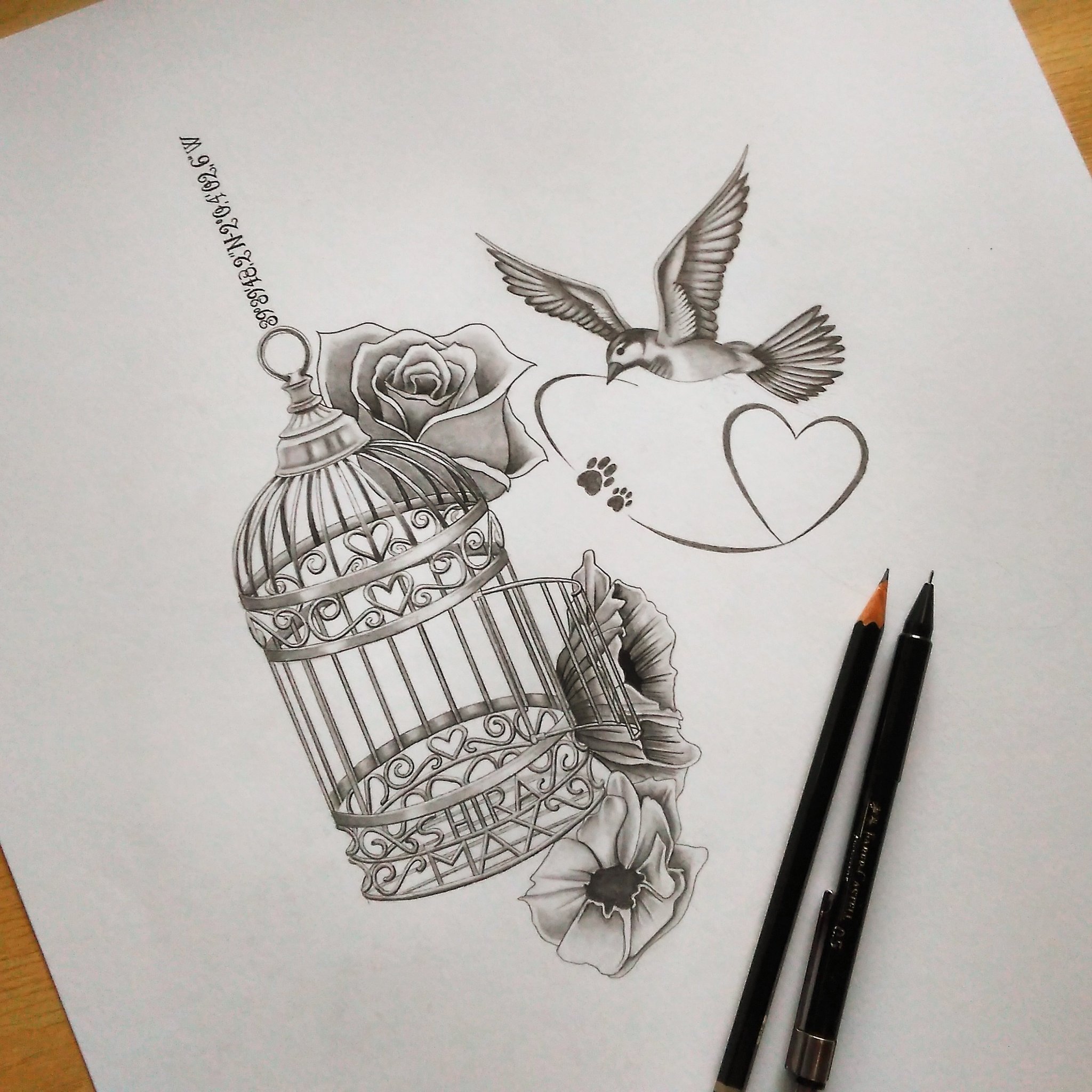 Bird Cage Drawing Tattoo