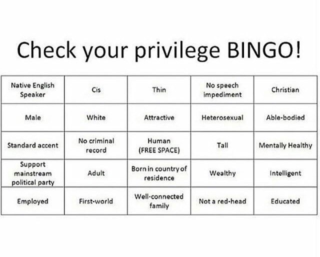 Check Your Privilege Bingo