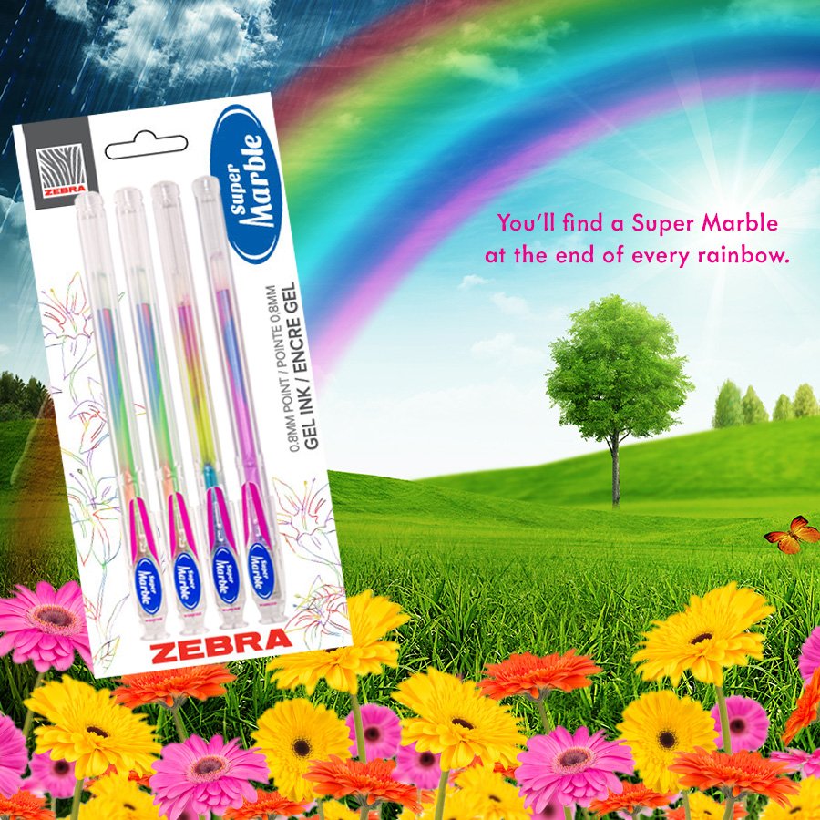 Zebra Pen Canada Super Marble Super-fun! Rainbow Gel Pens Change Colour ...