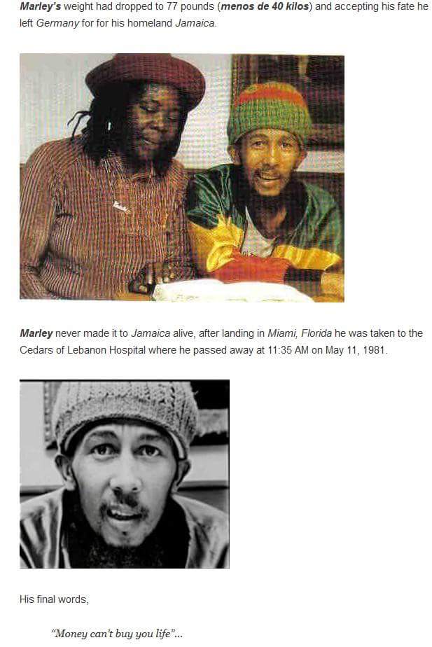 Bob Marley In His Last Days